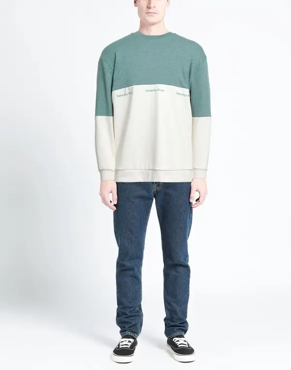 TAKESHY KUROSAWA Cotton-blend Two-tone Sweatshirt - Green