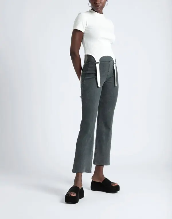 Topshop Ribbed Wide Leg Pants - Grey