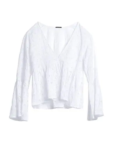 LE PETIT TROU Broderie Anglaise Peplum Top - White