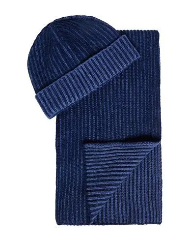 8 BY YOOX Ribbed Wool Hat And Scarf Set - Blue