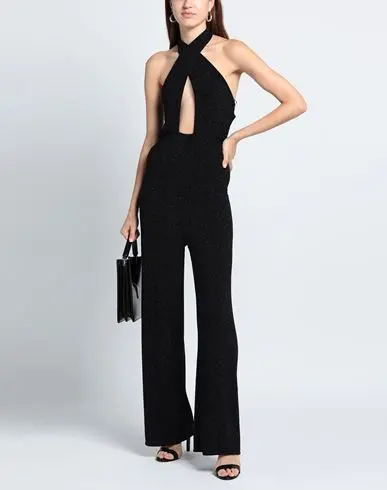 VANESSA SCOTT Metallic Knit Jumpsuit - Black
