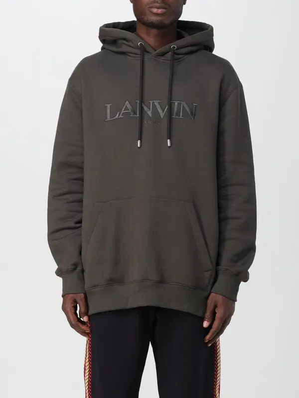 LANVIN Embroidered Logo Hoodie - Grey