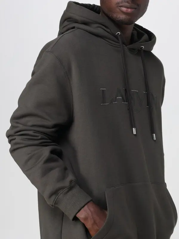 LANVIN Embroidered Logo Hoodie - Grey