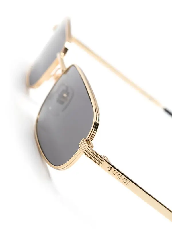Gucci Rectangle-frame Sunglasses - Gold-tone