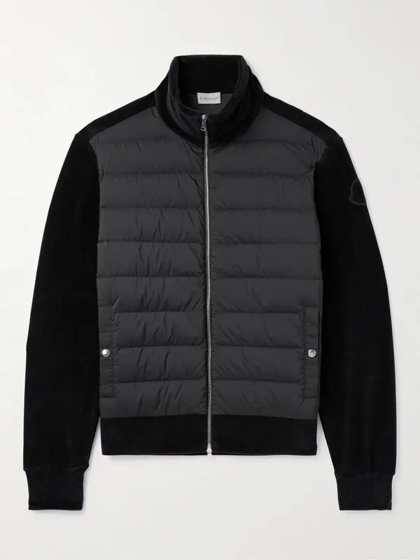 Moncler Ribbed Cotton-blend Chenille And Quilted Shell Down Zip-up Cardigan