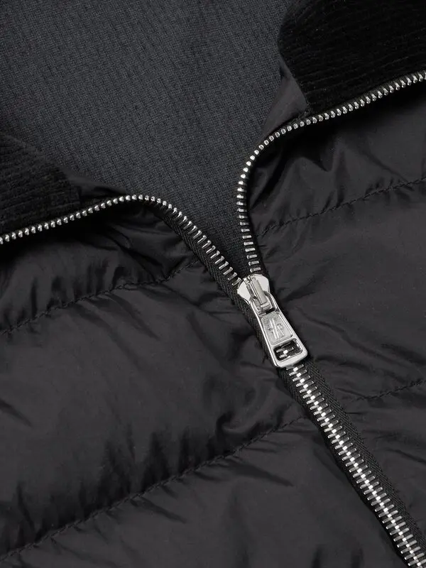 Moncler Ribbed Cotton-blend Chenille And Quilted Shell Down Zip-up Cardigan