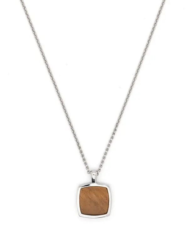 Tom Wood Cushion Pendant Tiger Eye Necklace - Silver