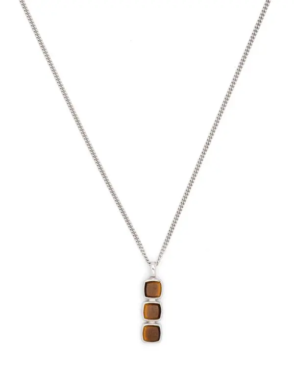 Tom Wood Mini Cushion Tiger Eye Pendant Necklace - Silver