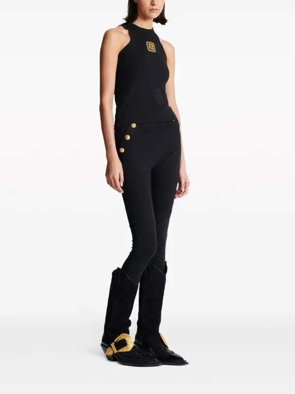 Balmain Pb Logo-embroidered Tank Top - Black