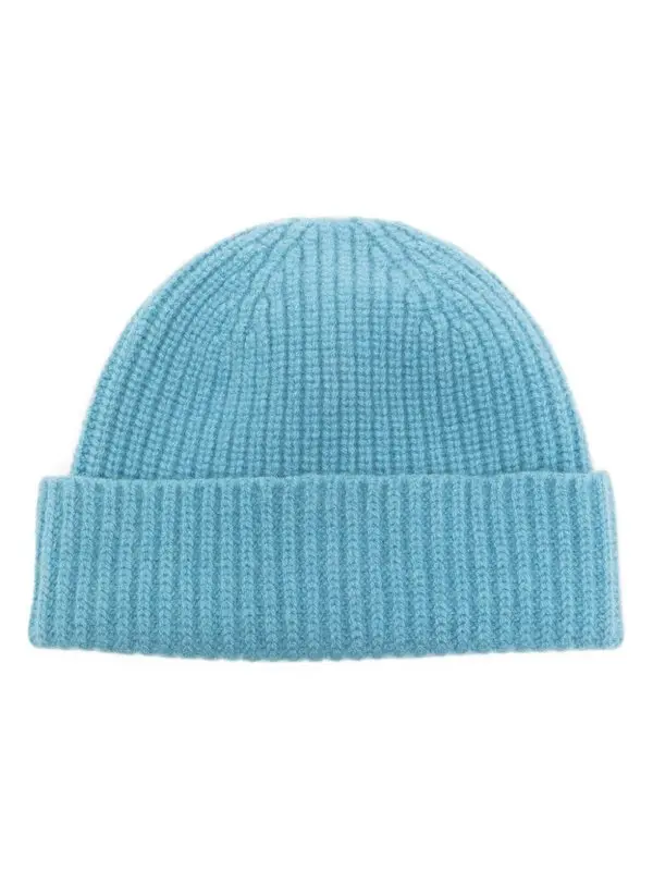Pringle Of Scotland Ribbed-knit Turn-up Brim Beanie - Blue
