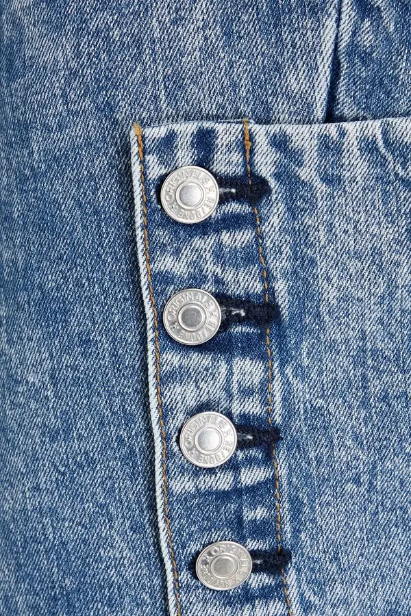 RE/DONE Acid Wash Mini Wrap Skirt - Mid Denim