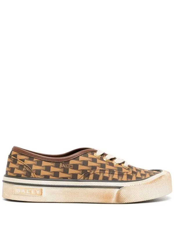Bally Lyder Graphic-print Leather Sneakers - Brown
