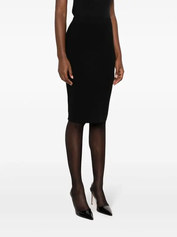 Saint Laurent Fine-knit Pencil Skirt - Black