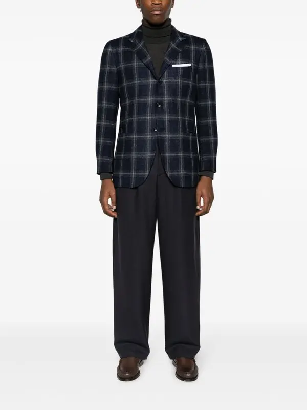 Kiton Plaid-check Single-breasted Blazer