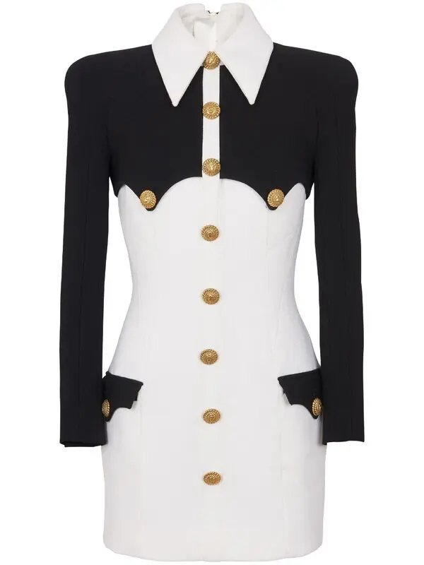Balmain Buttoned Crepe Minidress