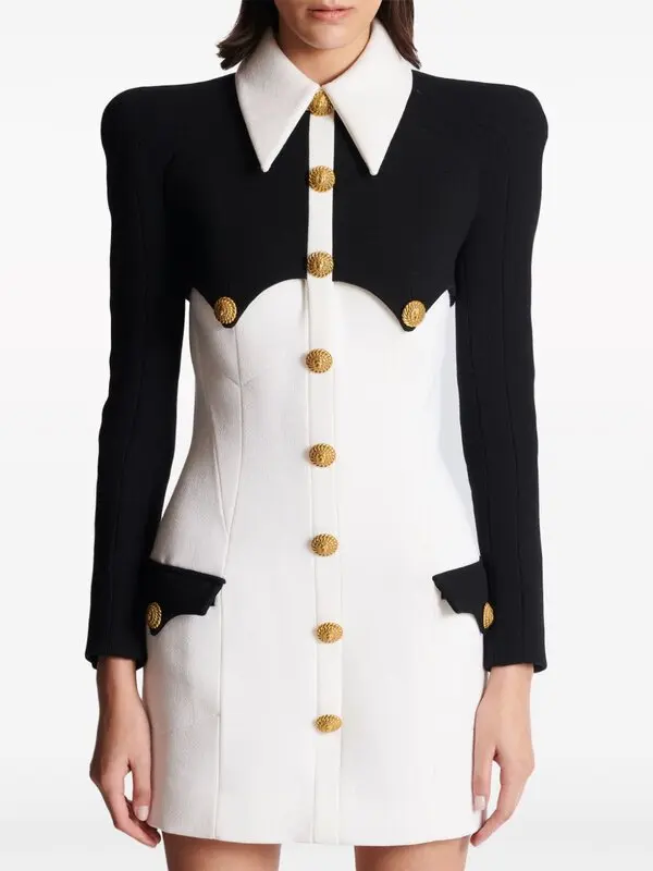 Balmain Buttoned Crepe Minidress