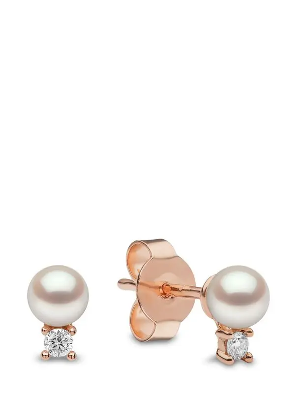 Yoko London 18kt Rose Gold Akoya Pearl And Diamond Earrings - Pink