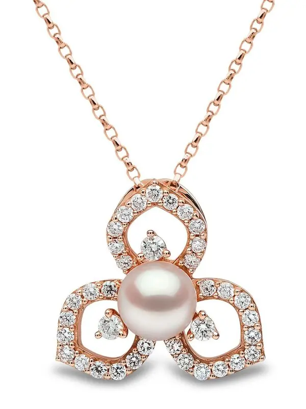 Yoko London 18kt Rose Gold Akoya Pearl And Diamond Pendant Necklace - Pink