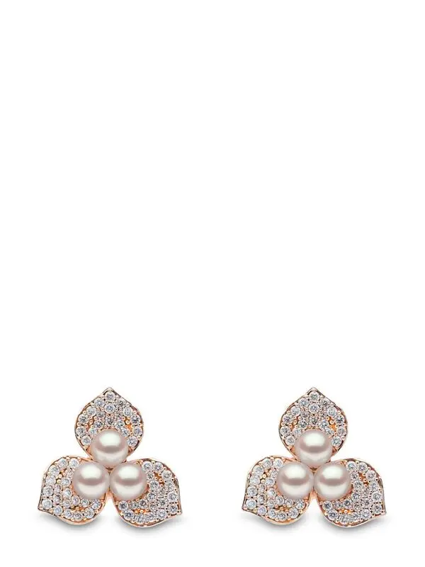 Yoko London 18kt Rose Gold Akoya Pearl And Diamond Earrings - Pink