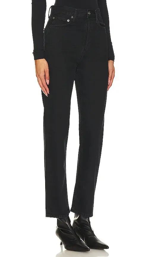 AGOLDE 90s Pinch Waist High Rise Straight In Black - Crushed