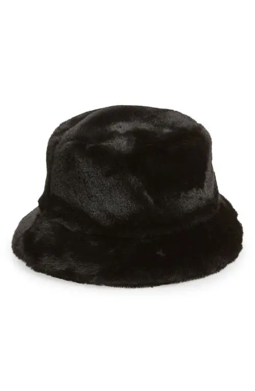 UGG Faux Fur Bucket Hat - Black