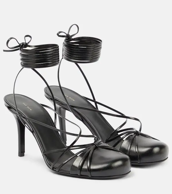 THE ROW Joan Leather Sandals - Black