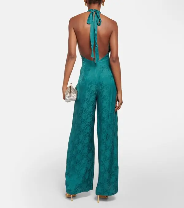 Rixo Floral Jacquard Wide-leg Jumpsuit
