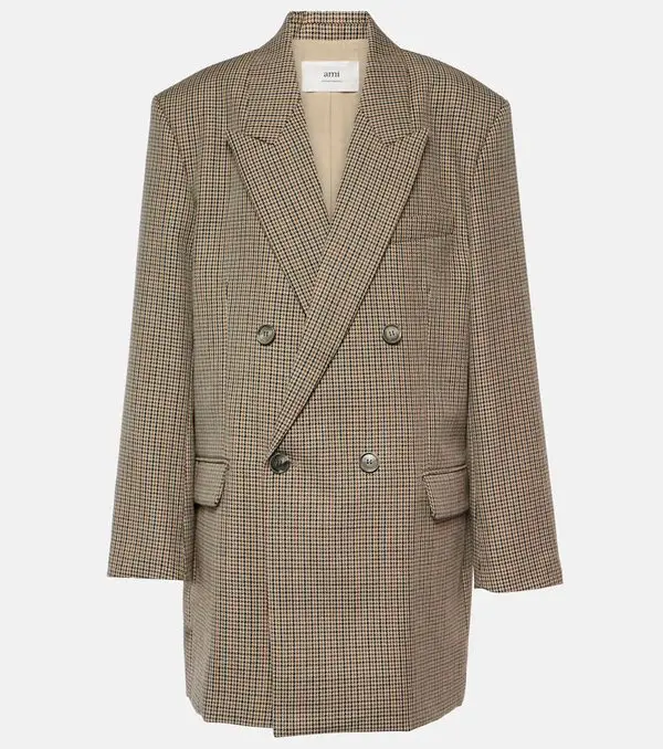 Ami Houndstooth Wool Blazer