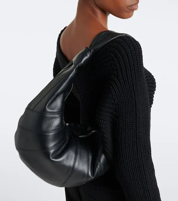 LEMAIRE Fortune Croissant Leather Shoulder Bag - Black