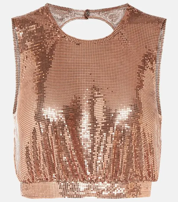 Rabanne Metallic Mesh Top - Pink