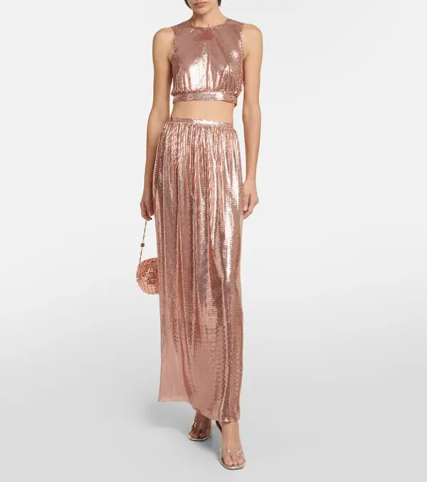 Rabanne Metallic Mesh Top - Pink