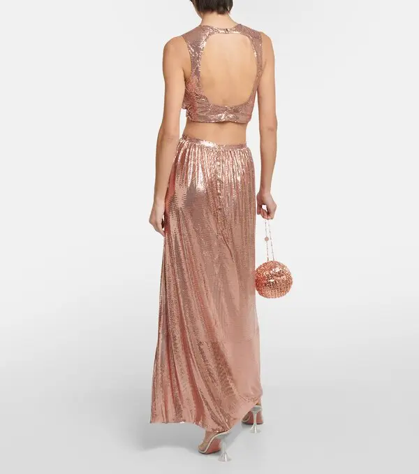Rabanne Metallic Mesh Top - Pink