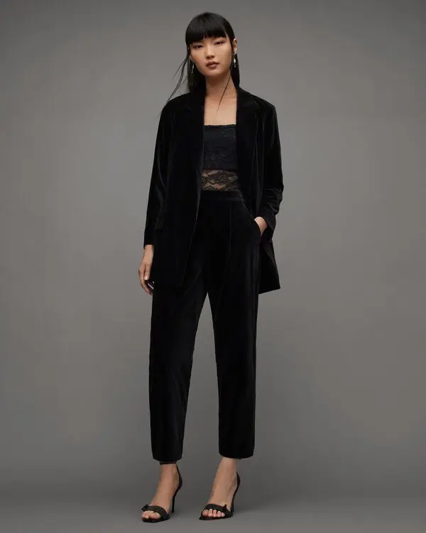 ALLSAINTS Aleida Mid-rise Tapered Velvet Pants