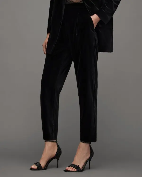 ALLSAINTS Aleida Mid-rise Tapered Velvet Pants
