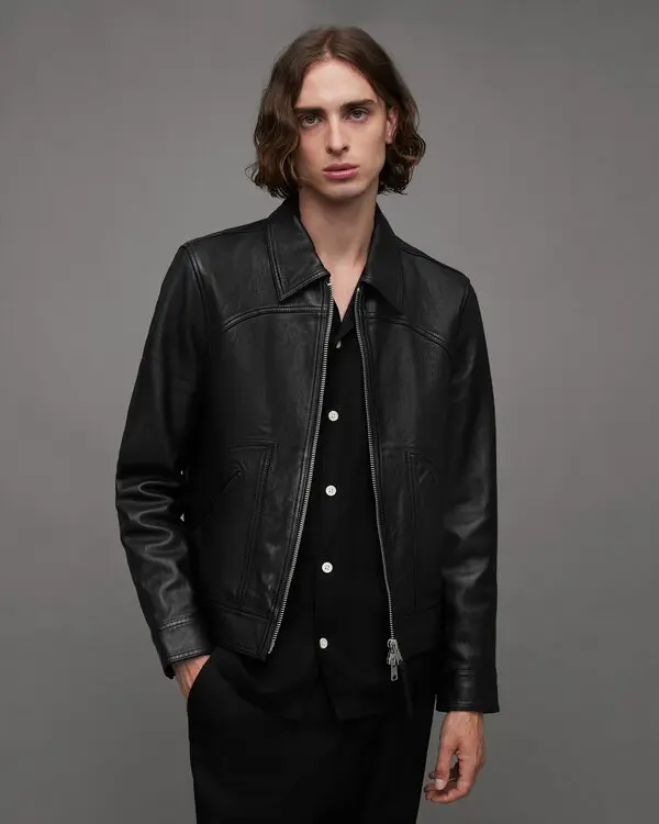 ALLSAINTS Jun Boxy Cropped Leather Jacket