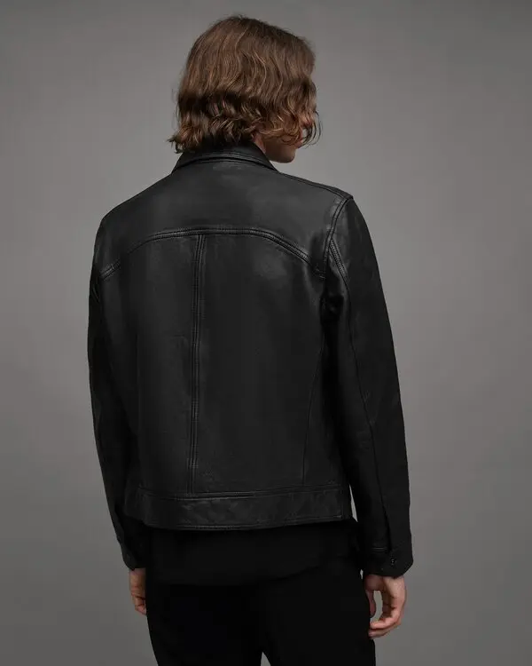 ALLSAINTS Jun Boxy Cropped Leather Jacket