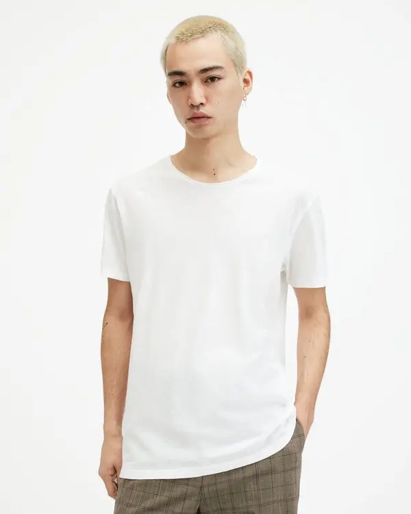 ALLSAINTS Figure Crew Neck Raw Edge T-shirt - White