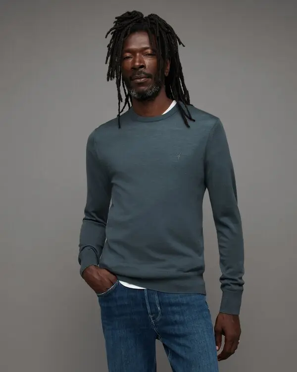 ALLSAINTS Mode Merino Wool Crew Neck Ramskull Sweater