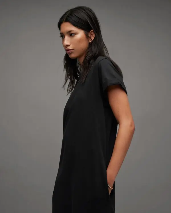 anna crew neck short sleeve maxi dress Allsaints Anna Crew Neck Short Sleeve Maxi Dress In Green