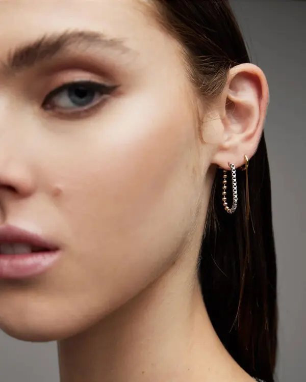 ALLSAINTS Box Chain Two-tone Ball Drop Earrings - Brass/silver