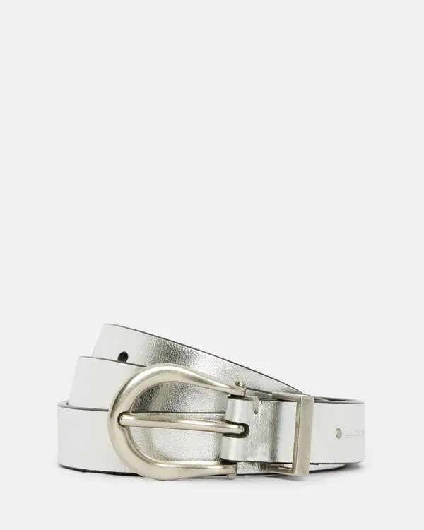 ALLSAINTS Luna Metallic Skinny Leather Western Belt