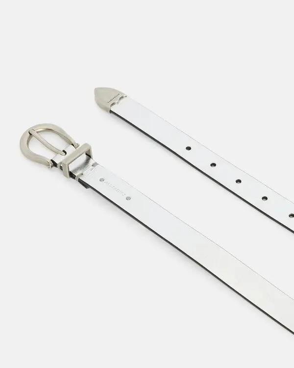 Allsaints Luna Metallic Skinny Leather Western Belt In 