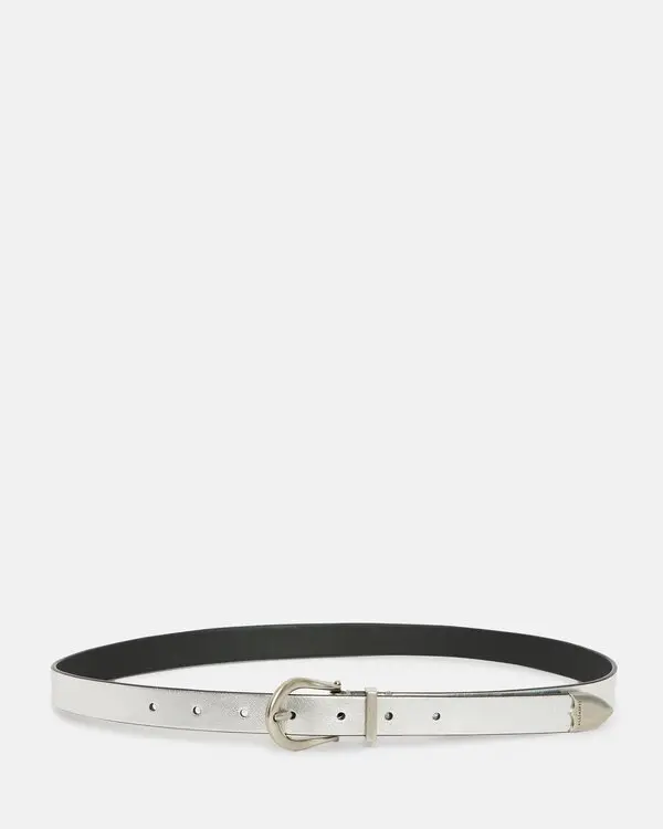 Allsaints Luna Metallic Skinny Leather Western Belt In  display picture 1