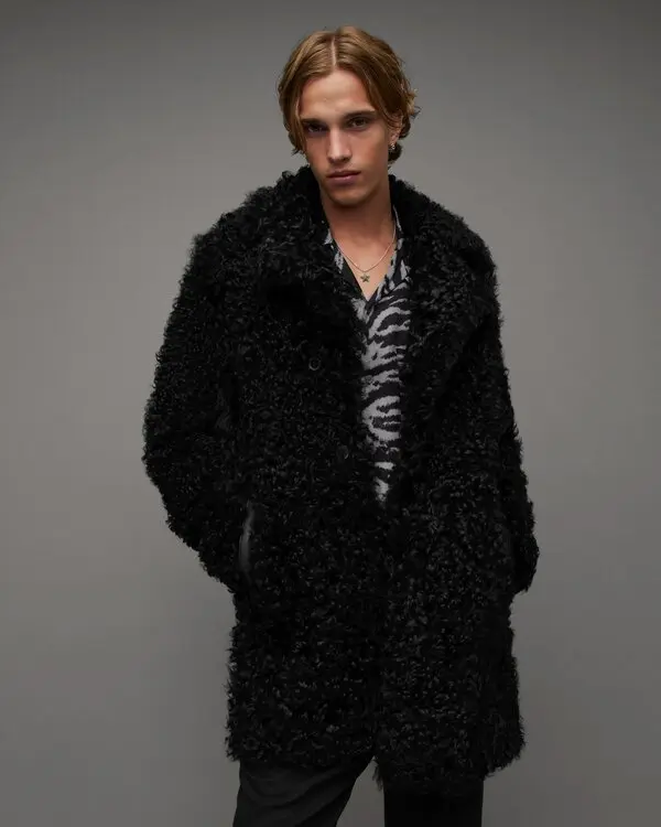 ALLSAINTS Stellar Relaxed Textured Shearling Coat