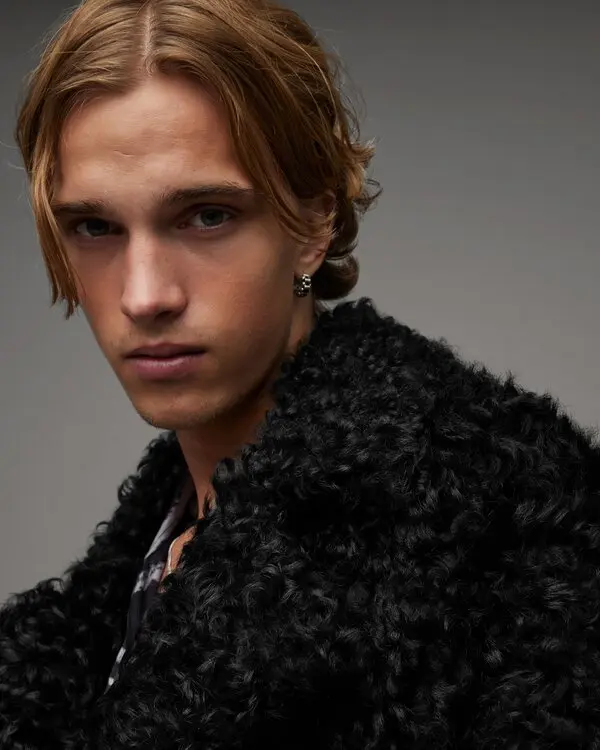 ALLSAINTS Stellar Relaxed Textured Shearling Coat