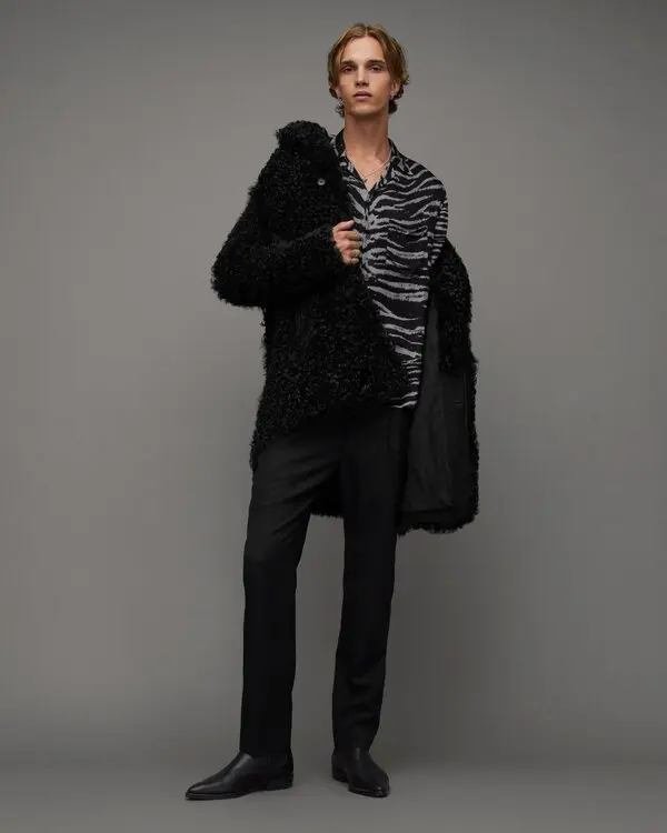 ALLSAINTS Stellar Relaxed Textured Shearling Coat