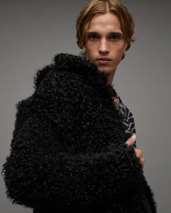 ALLSAINTS Stellar Relaxed Textured Shearling Coat