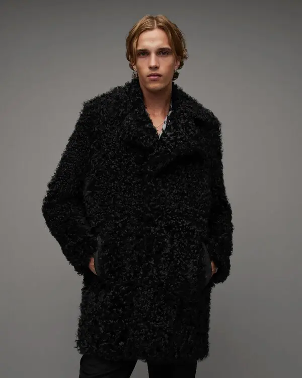 ALLSAINTS Stellar Relaxed Textured Shearling Coat