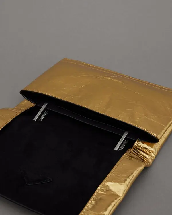 ALLSAINTS Yua Leather Removable Chain Clutch Bag