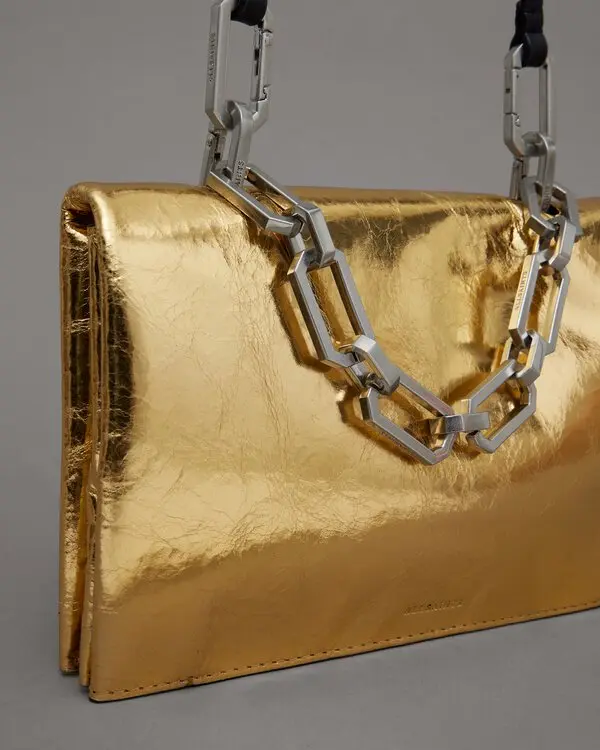 ALLSAINTS Yua Leather Removable Chain Clutch Bag